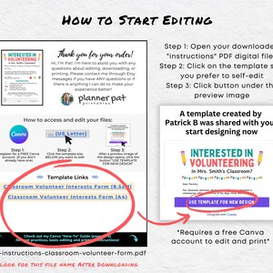 DIY Teacher Classroom Volunteer Form Printable Letter - Editable Parent ...