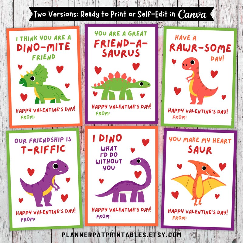 Dinosaur Valentine - Etsy
