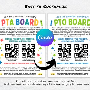 Editable Join PTA PTO Board Flyer Template: Canva Recruitment (digital ...
