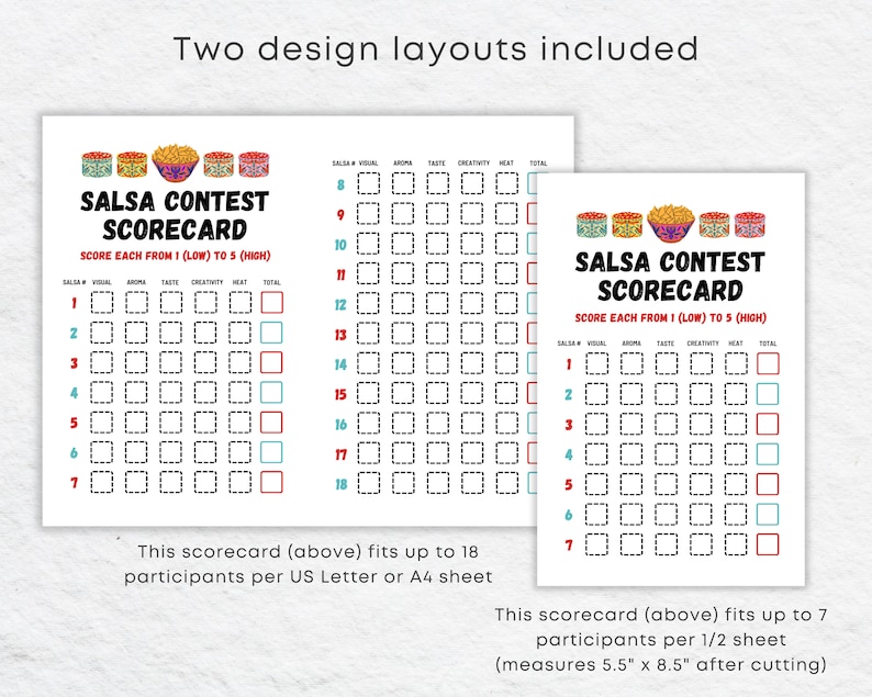 Editable Salsa Contest Scorecard Template | Tasting Judging Sheet ...