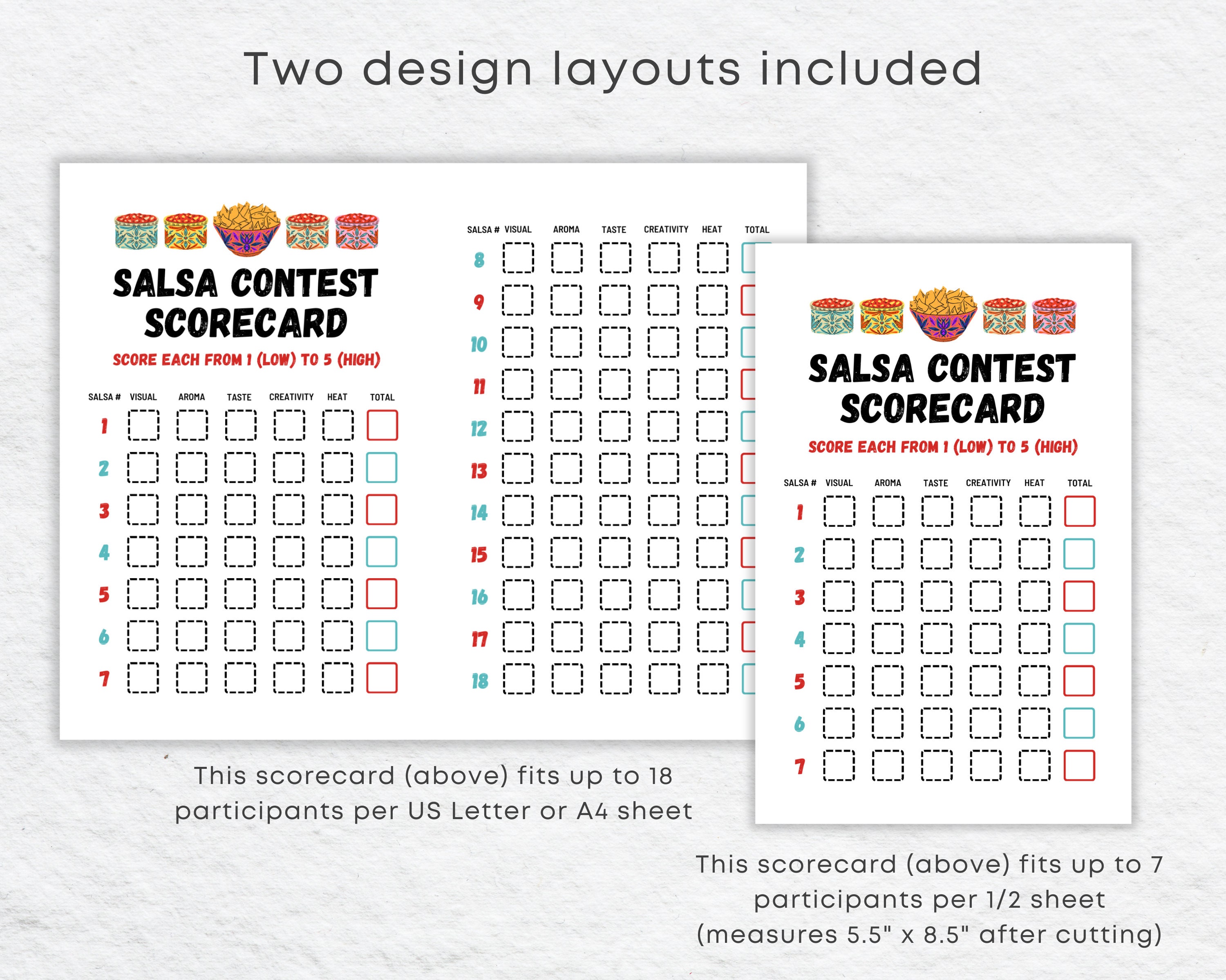 Editable Salsa Contest Scorecard Template | Printable Salsa Tasting ...