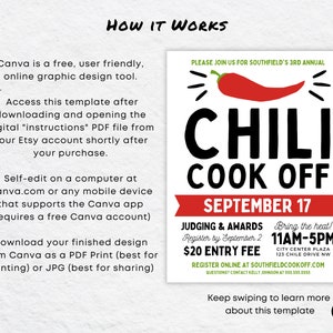 Editable Chili Flyer, Food Contest Template, (canva, Digital Download ...