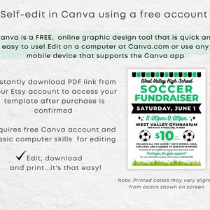 Soccer Flyer Editable Template for Soccer Raffle Fundraiser, Canva ...