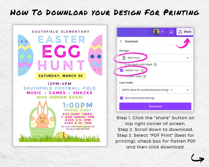 Easter Egg Hunt Flyer: Editable Fundraiser Canva Template (digital ...
