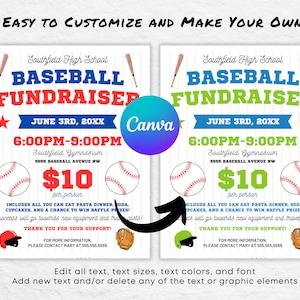 Editable Baseball Fundraiser Flyer Template, Team Raffle Poster (canva ...