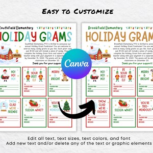 Editable Holiday Grams Canva Template, Christmas Candy Grams School ...