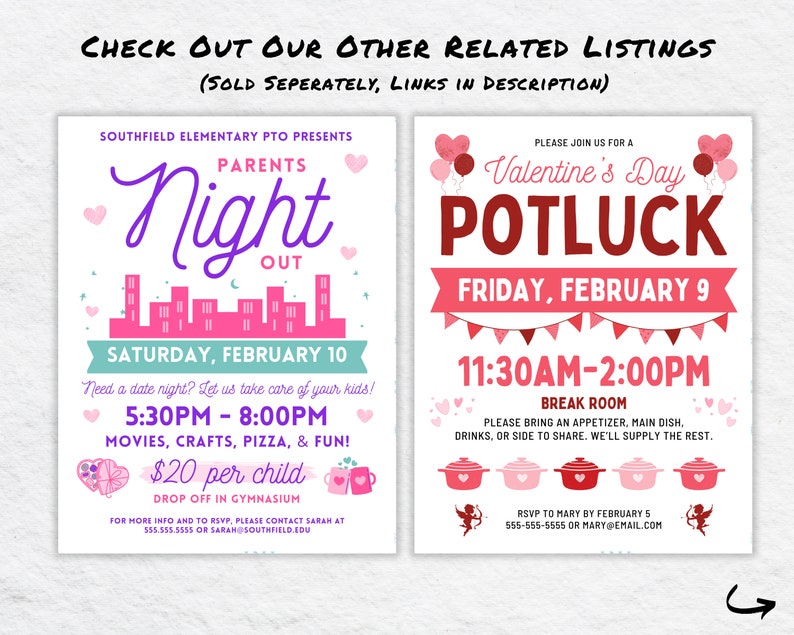 Editable Valentines Class Party Invite, Elementary School Flyer ...