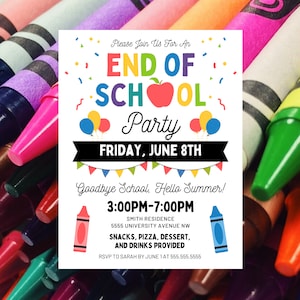 Editable End of Year Party Invite or Flyer Announcement Canva Template ...