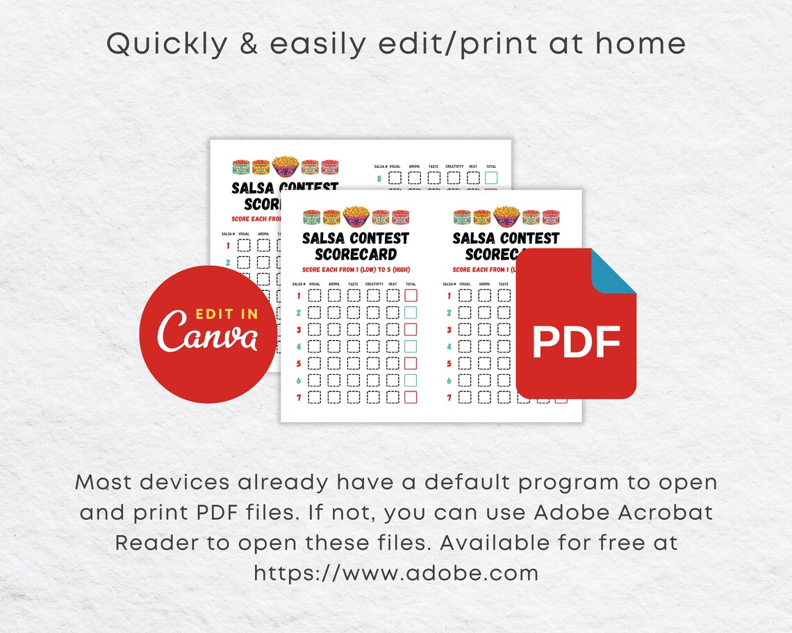 Editable Salsa Contest Scorecard Template | Printable Salsa Tasting ...
