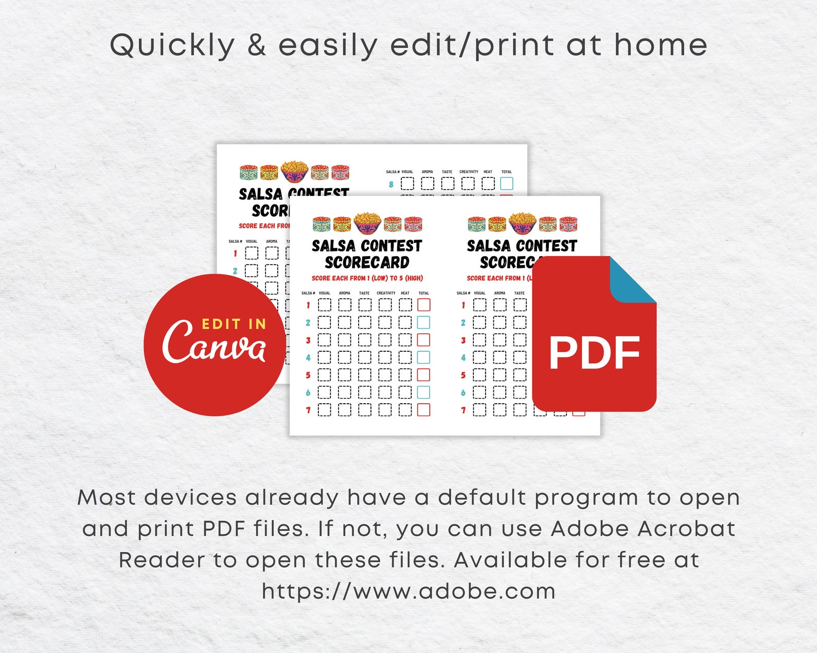 Editable Salsa Contest Scorecard Template | Tasting Judging Sheet ...