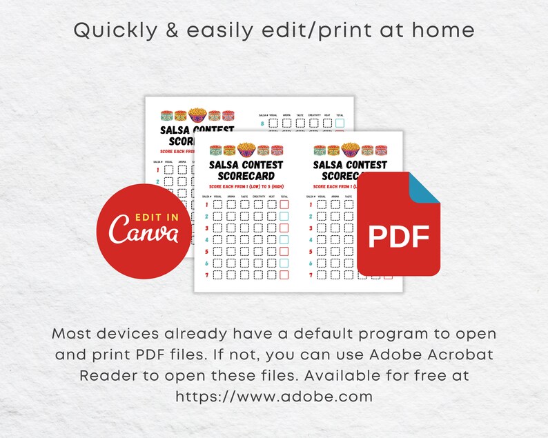 Editable Salsa Contest Scorecard Template | Tasting Judging Sheet ...