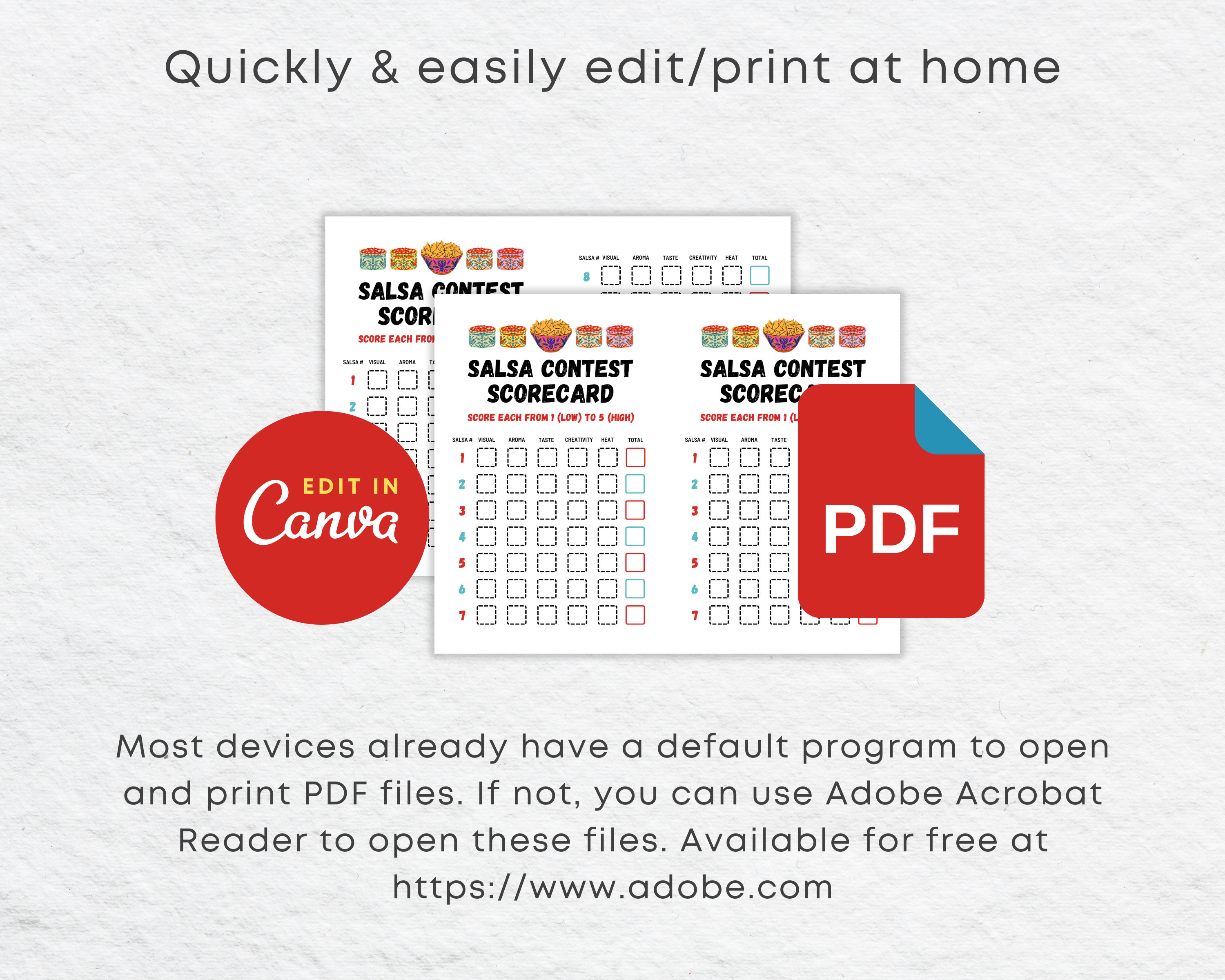 Editable Salsa Contest Scorecard Template | Printable Salsa Tasting ...