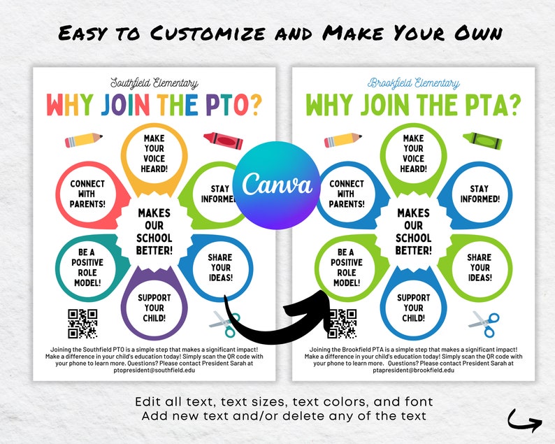 Editable PTO PTA Infographic Flyer | Canva Recruitment Poster Template ...