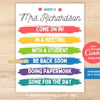 Where is the Teacher? Editable Sign / Poster for Classroom Door - Etsy