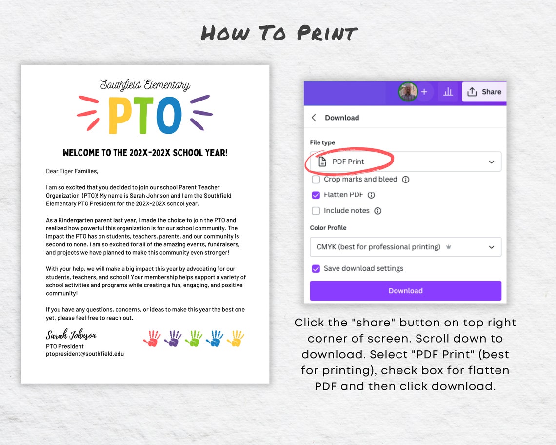 Editable PTO PTA Welcome Letter Template: Minimalist School ...