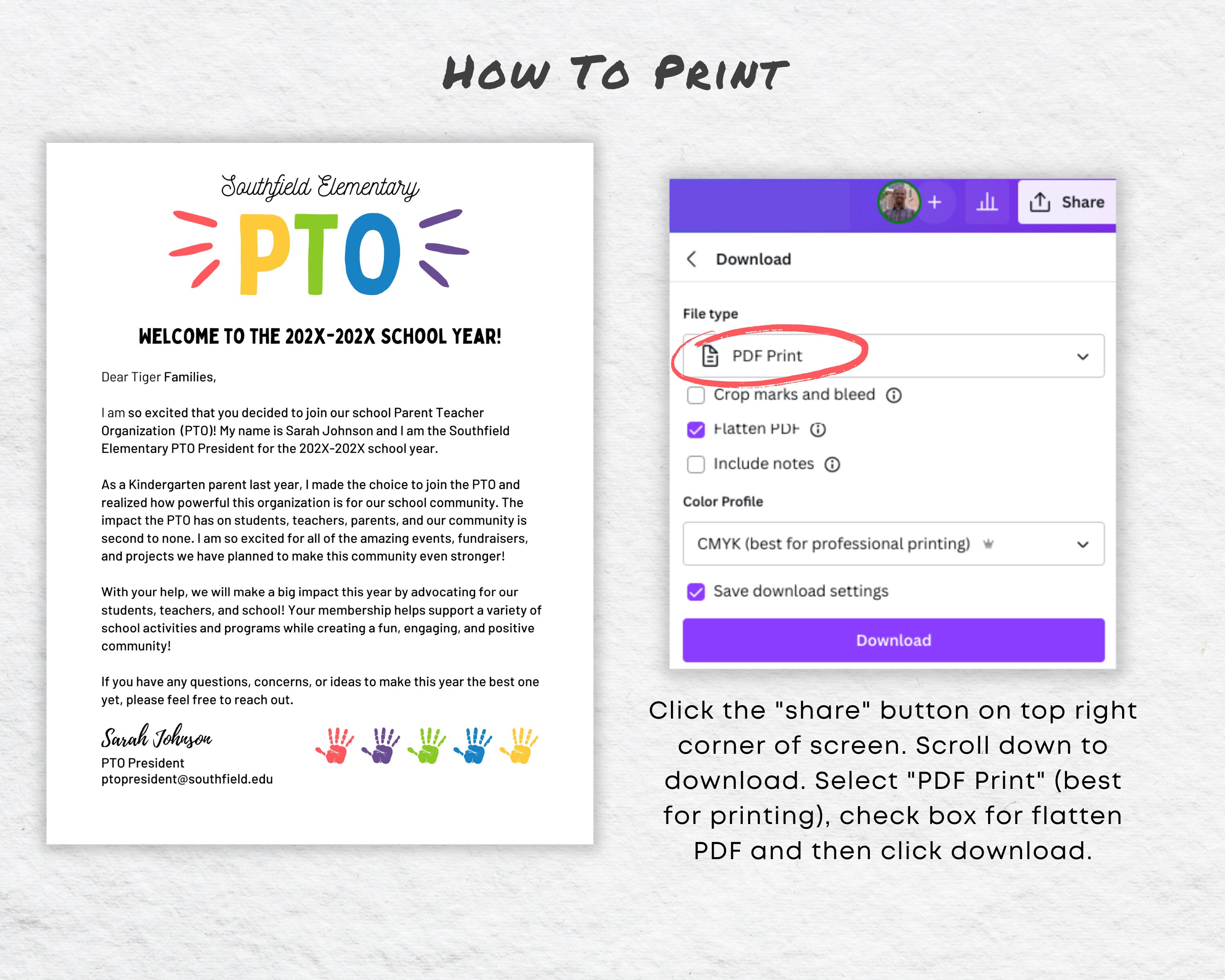 Editable PTO PTA Welcome Letter Template: Minimalist School ...