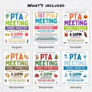 Editable Monthly PTA Meeting Flyer Bundle Canva Templates for School ...