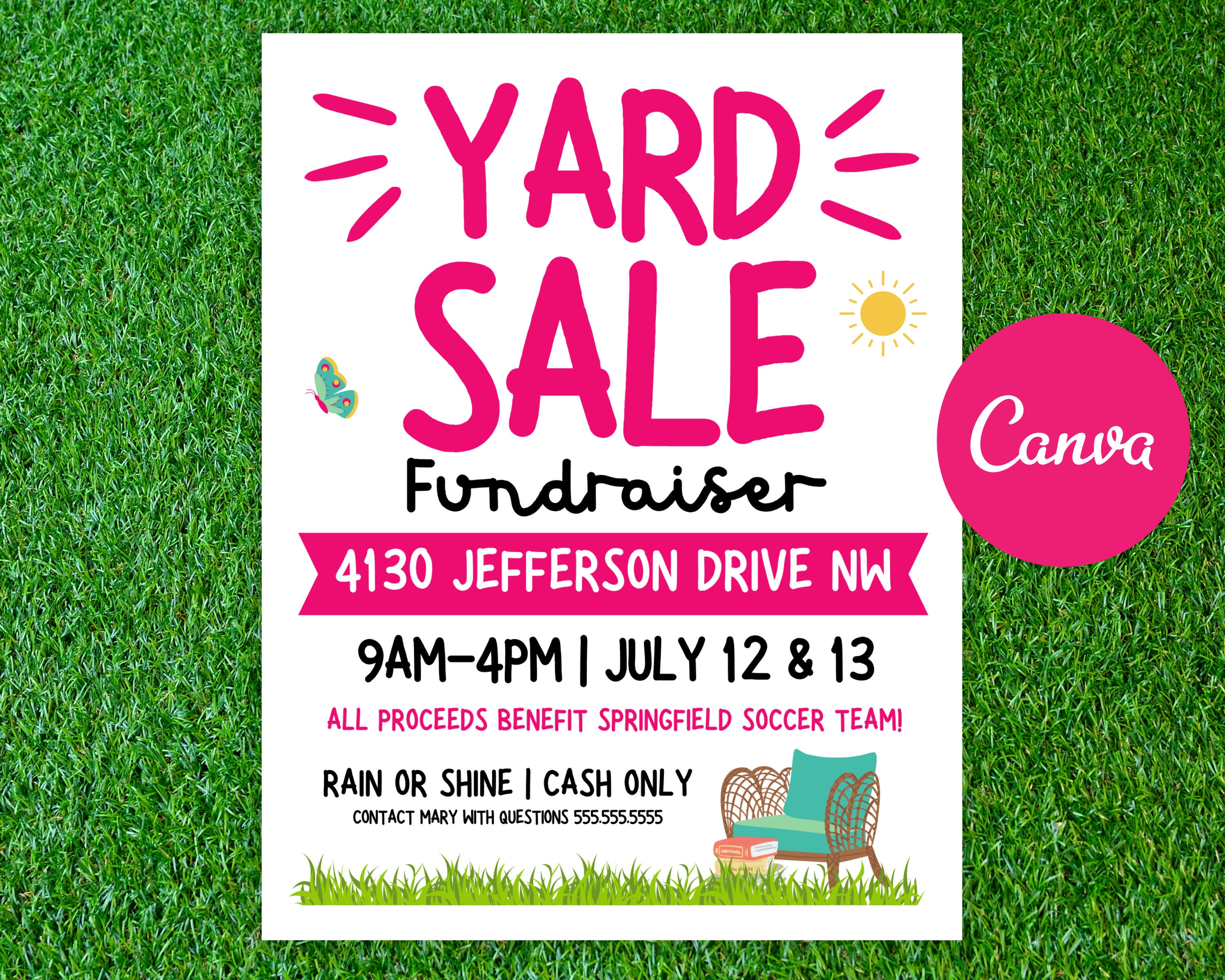 Editable Yard Flyer Template, Minimalist Canva Design (digital Download ...