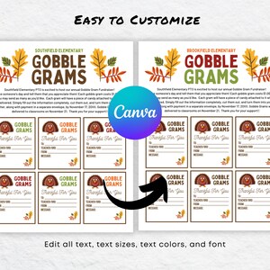 Editable Gobble Grams Fundraiser Canva Template, Turkey Notes - Etsy
