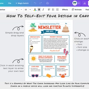 Editable June Newsletter Template: Summer PTO PTA School News (digital ...