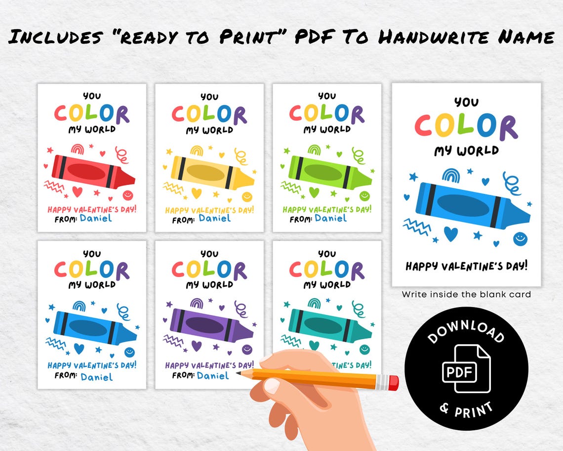 Printable Crayon Valentine Cards, Preschool Crayons Valentines Day ...