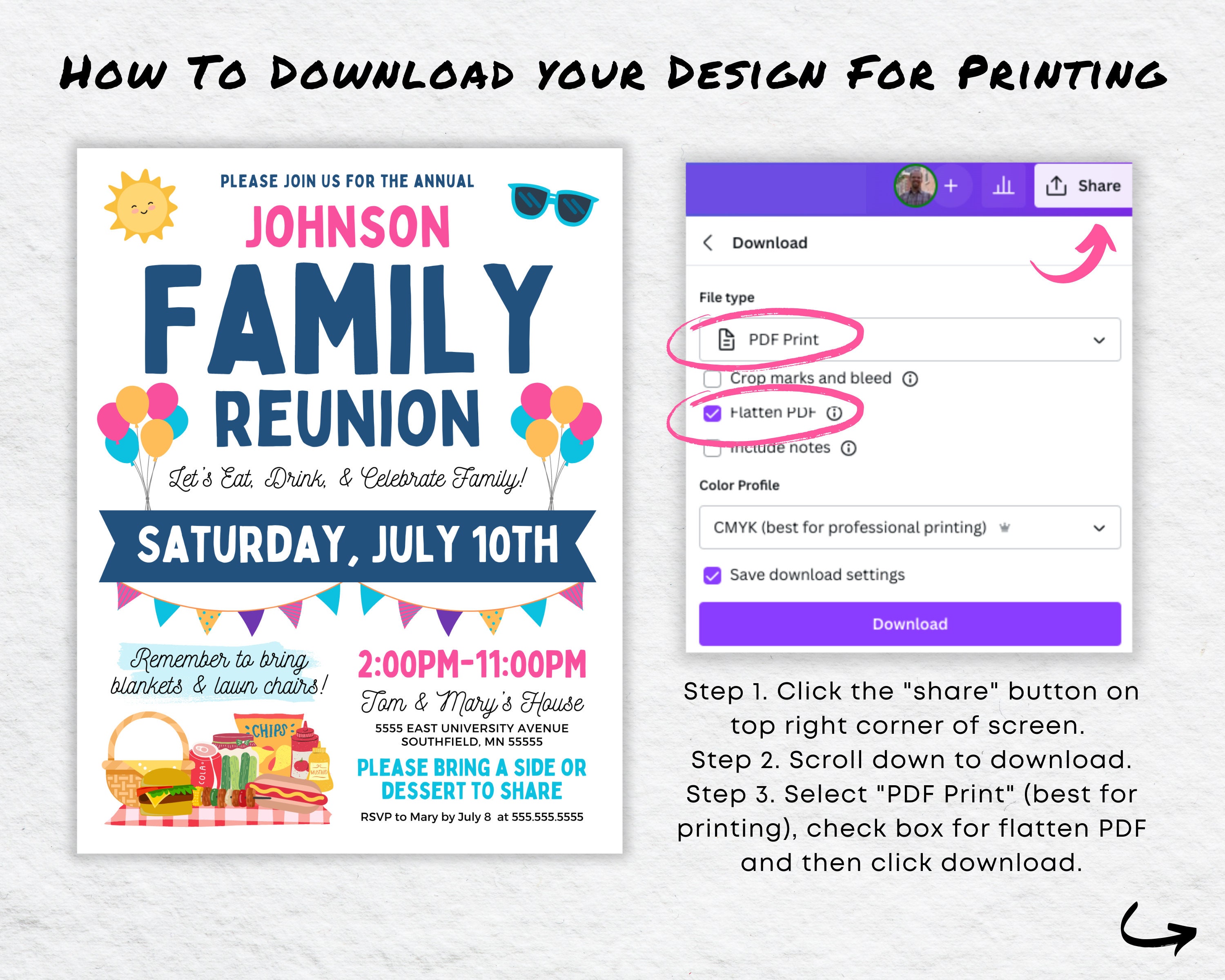 DIY Family Reunion Flyer Template, Editable Cousin Reunion Invite ...