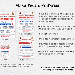 Editable Baseball Theme Teacher & Staff Appreciation Baseball Themed ...