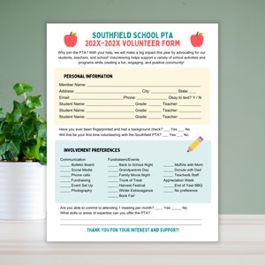 PTA Membership Form Volunteer Survey Editable Canva Template - Etsy