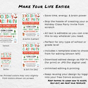 Editable Christmas Class Party Invite, Elementary School Flyer Template ...