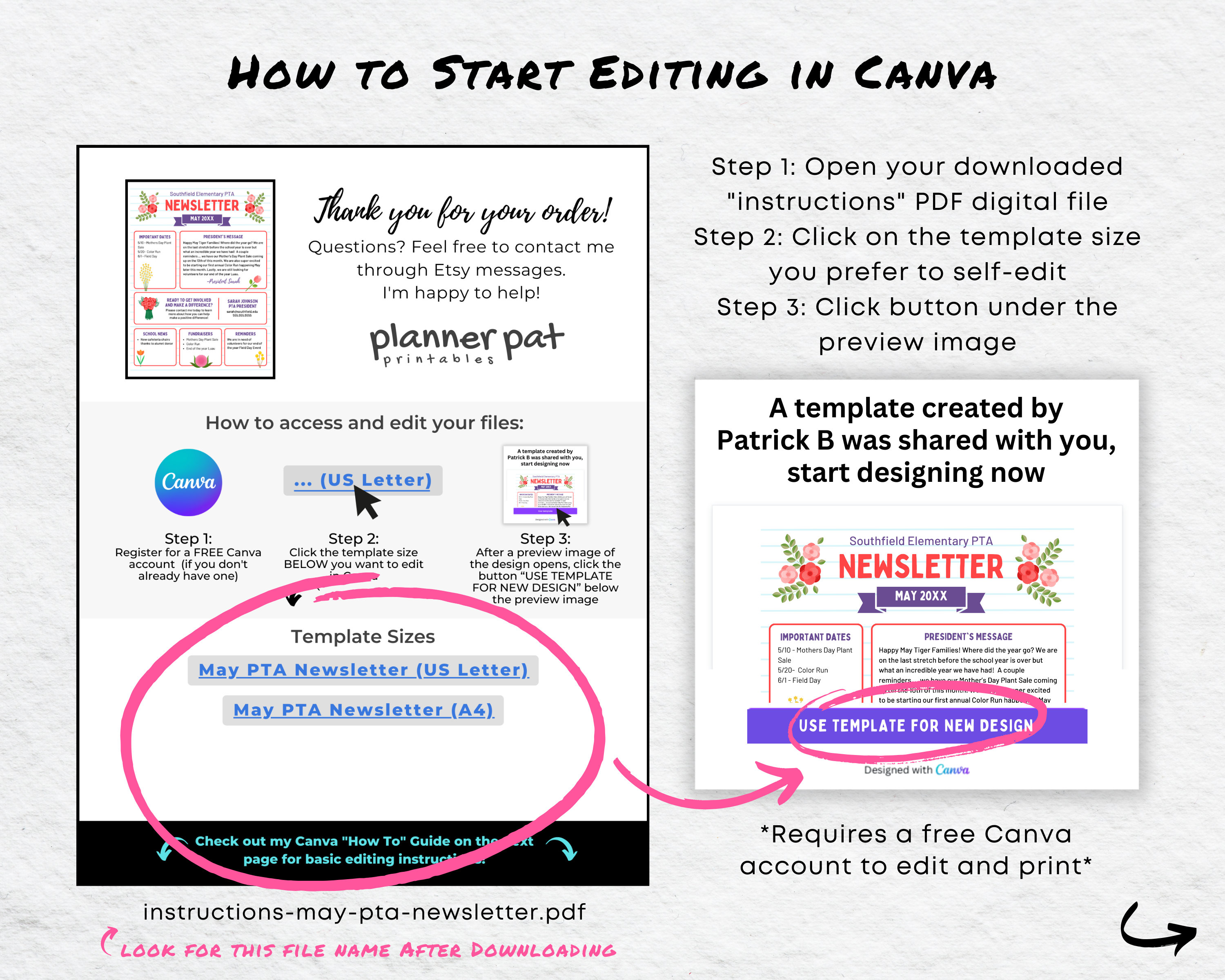 Editable May Newsletter Canva Template, School PTO PTA May News ...