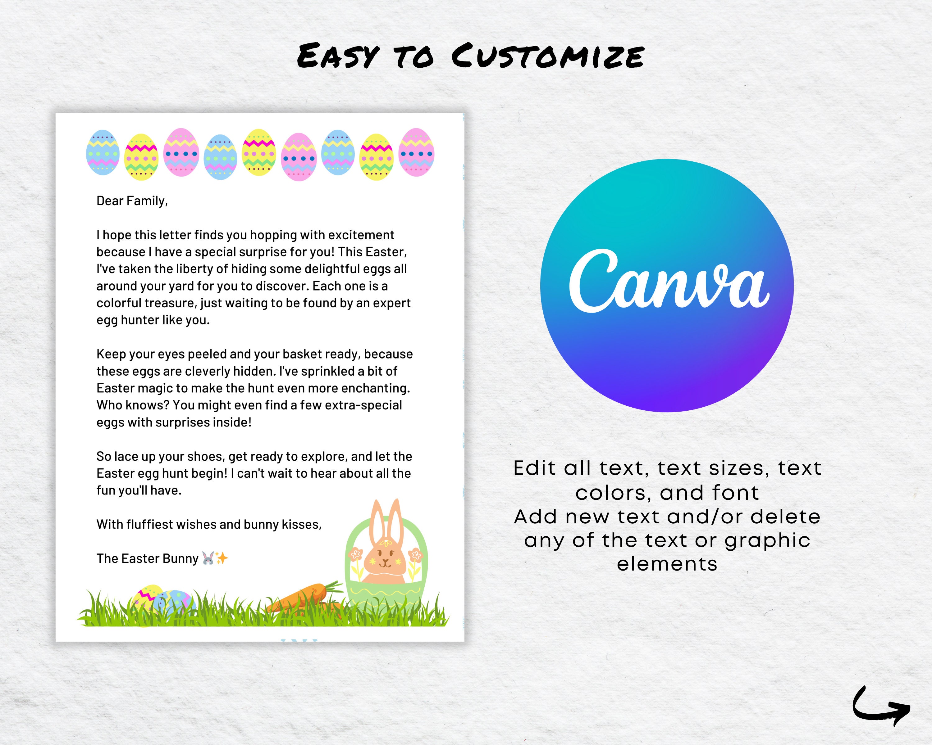 Editable Easter Bunny Letter Printable for PTA PTO Easter Egg ...