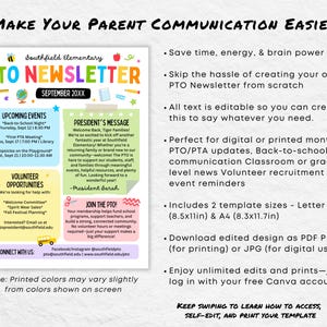 Editable PTO Newsletter Template: Canva PTA School Communication ...