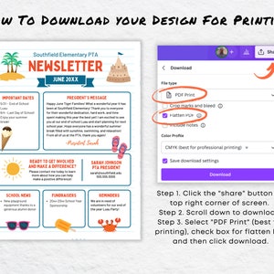 Editable June Newsletter Template: Summer PTO PTA School News (digital ...