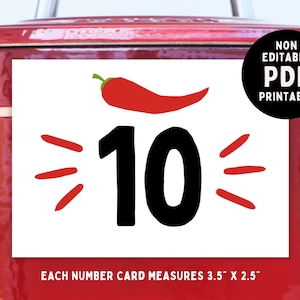 Printable Chili Numbers Cards, Non-editable Cook-off PDF (digital ...