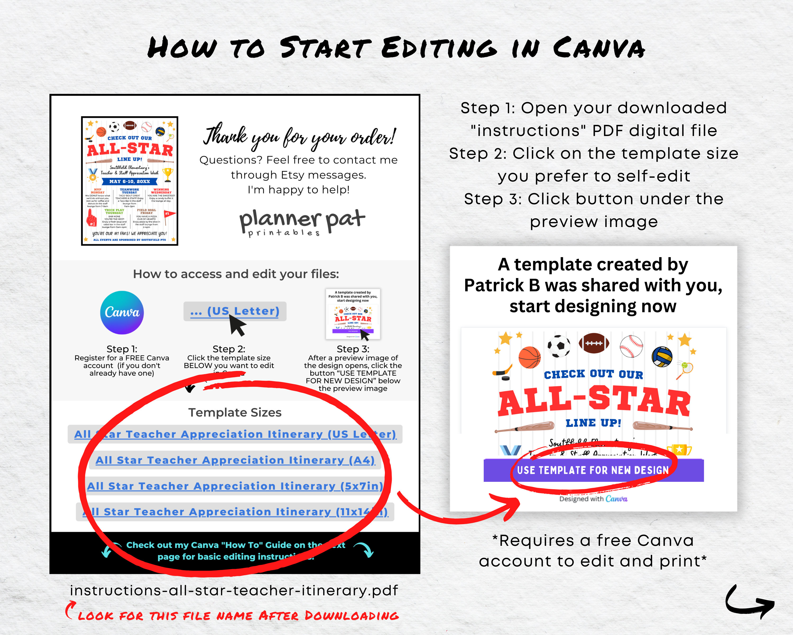 Sports All-star Teacher Appreciation Week Itinerary Flyer (canva ...