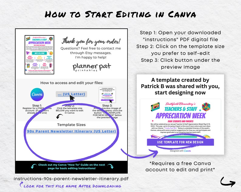 90s Theme Teacher Appreciation Week Parent Newsletter Flyer (canva ...