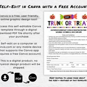 Editable Trunk or Treat Car Registration Template, Vehicle Sign up Form ...