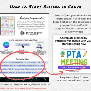 Editable Monthly PTA Meeting Flyer Bundle Canva Templates for School ...