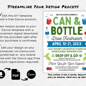 Editable Can and Bottle Drive Flyer: Recycling Fundraiser Canva ...