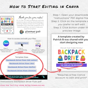 Backpack Drive Flyer Editable Template, School Back Pack Fundraiser ...