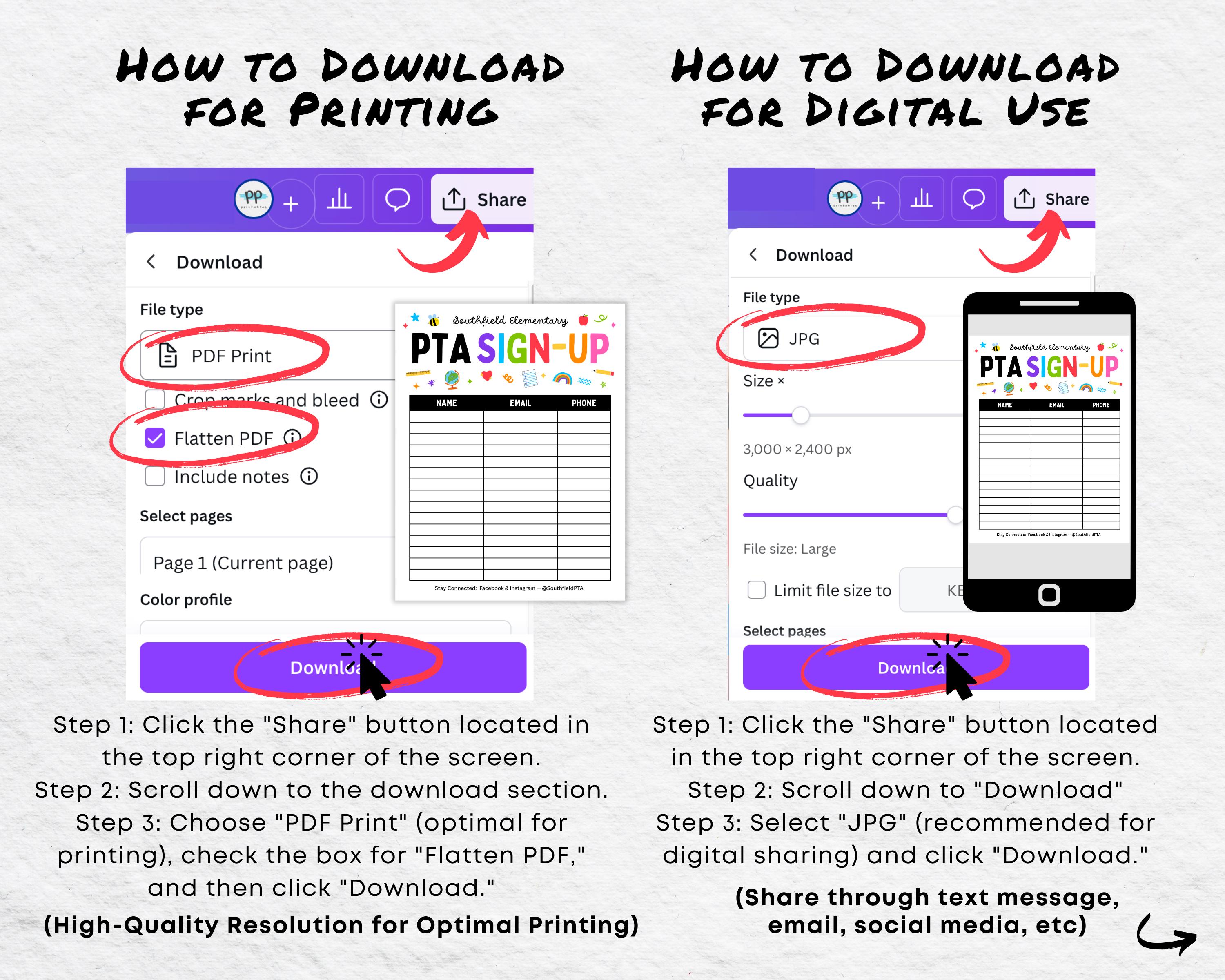 Editable PTO PTA Sign up Sheet Template: Canva Volunteer Form (digital ...