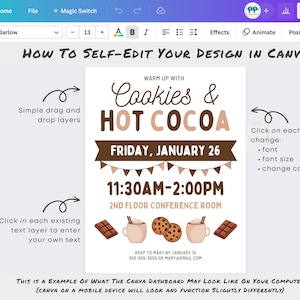 Hot Cocoa Bar Invitation: Editable Winter Party Flyer (canva Template ...