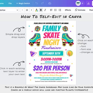 Editable Family Skate Night Flyer Template: Roller Skating Fundraiser ...