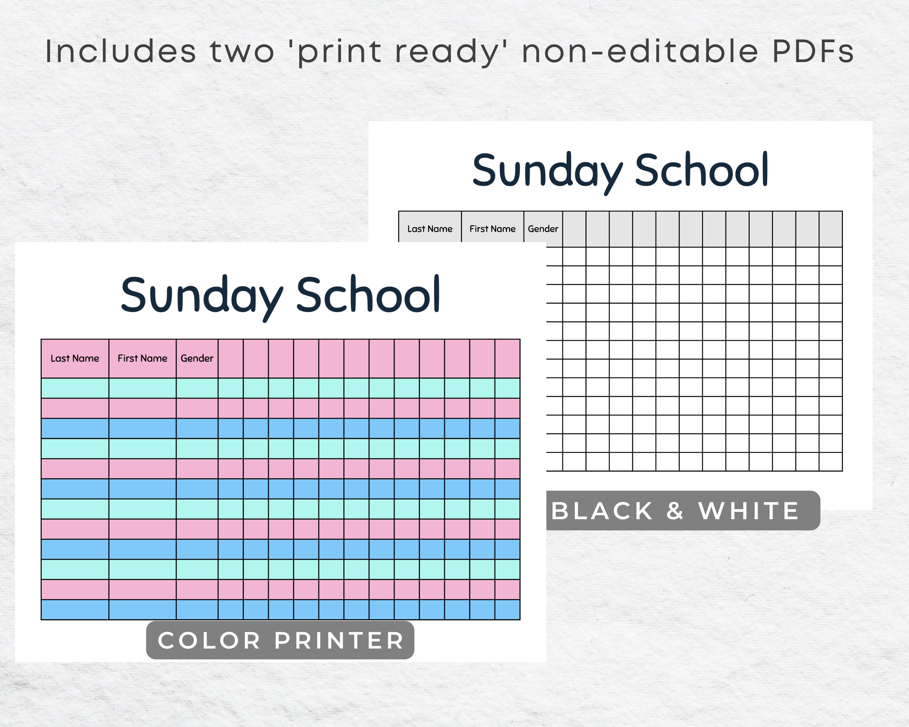 Sunday School Attendance Chart Template