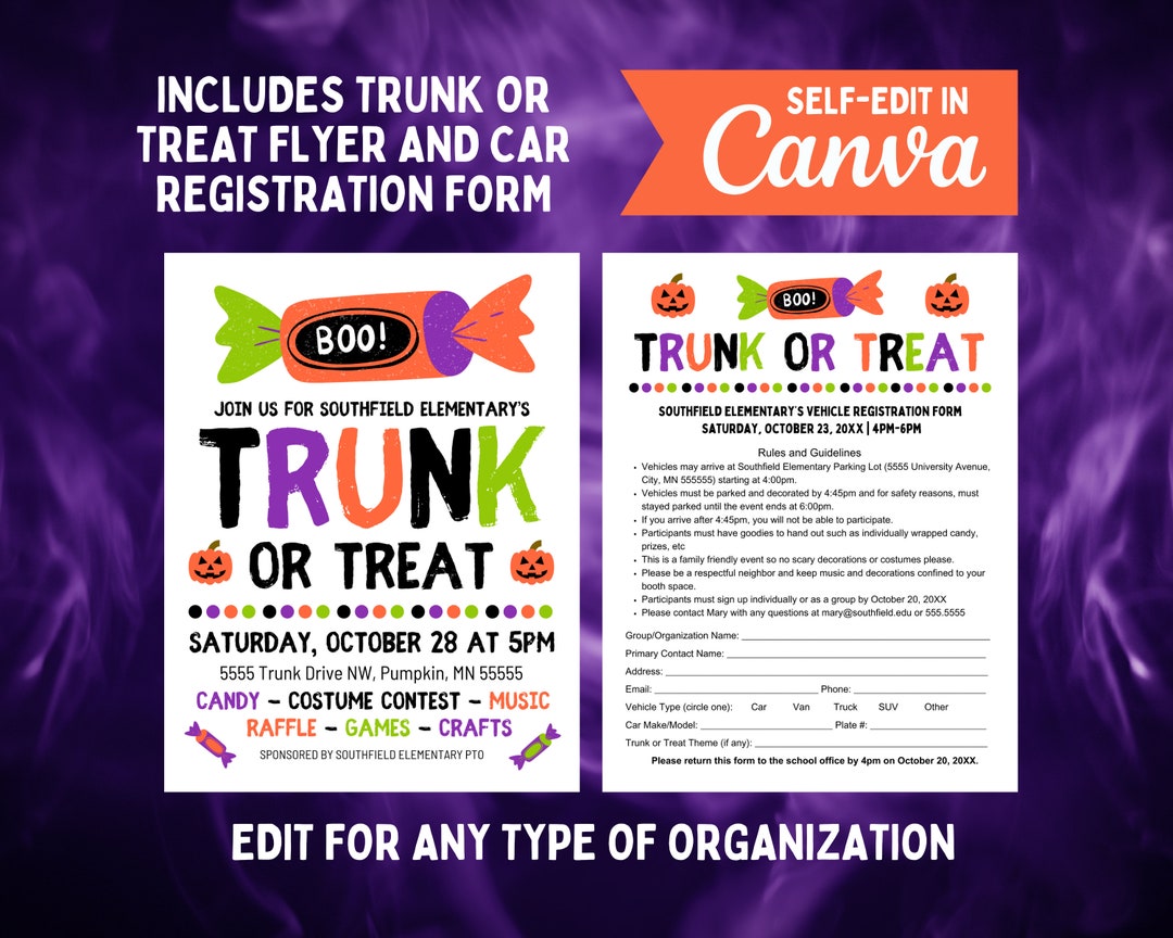 Editable Trunk or Treat Bundle, Includes Event Flyer and Car ...