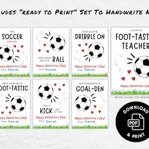 Printable Soccer Valentine Cards, Student & Teacher Notes (canva PDF ...