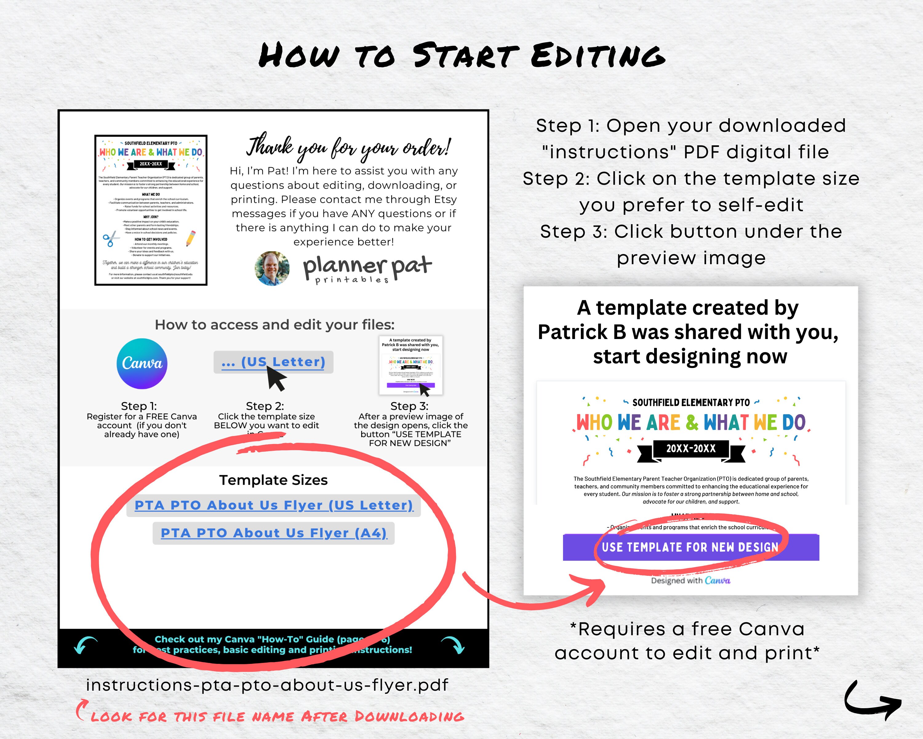Editable PTA PTO Flyer Template: Volunteer Recruitment (canva) - Etsy