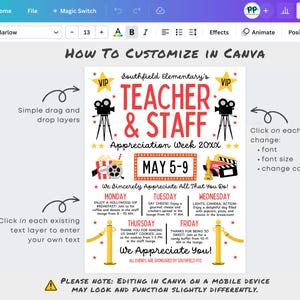 Editable VIP Hollywood Theme Teacher & Staff Appreciation Hollywood ...