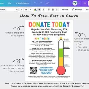 Editable School PTA PTO Fundraising Thermometer Flyer: Donation Tracker ...