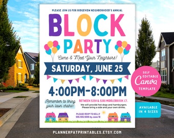 Editable Block Party Invitation Template, Neighborhood Street Party ...